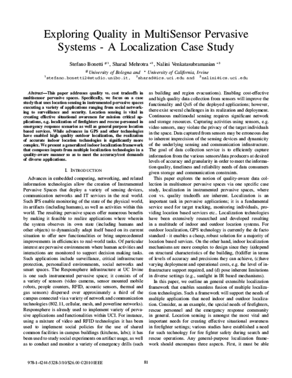 (PDF) Exploring quality in multisensor pervasive systems - a localization case study | Nalini ...