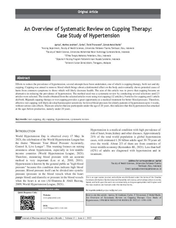 (PDF) An Overview of Systematic Review on Cupping Therapy: Case Study ...
