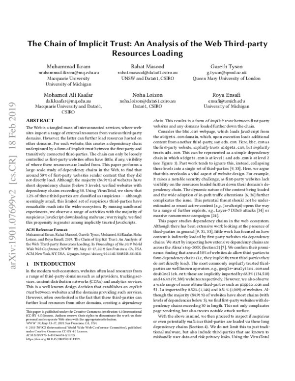 (PDF) The Chain of Implicit Trust: An Analysis of the Web Third-party ...