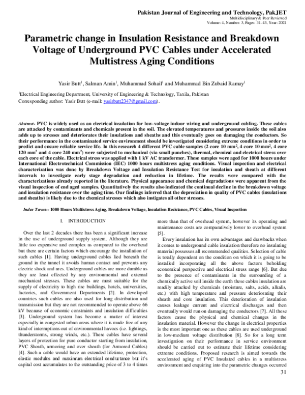 (PDF) Parametric change in Insulation Resistance and Breakdown Voltage ...