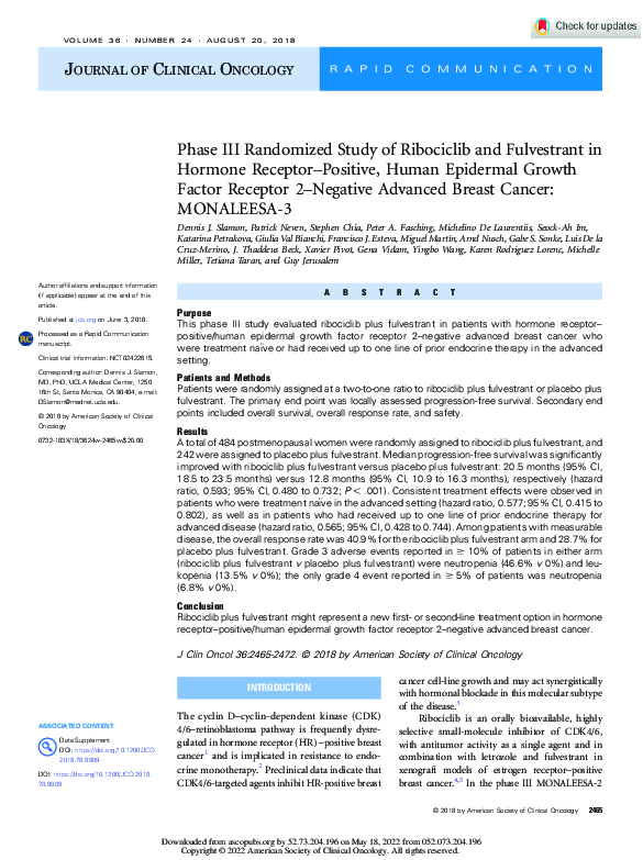 (PDF) Phase III Randomized Study of Ribociclib and Fulvestrant in Hormone Receptor-Positive ...