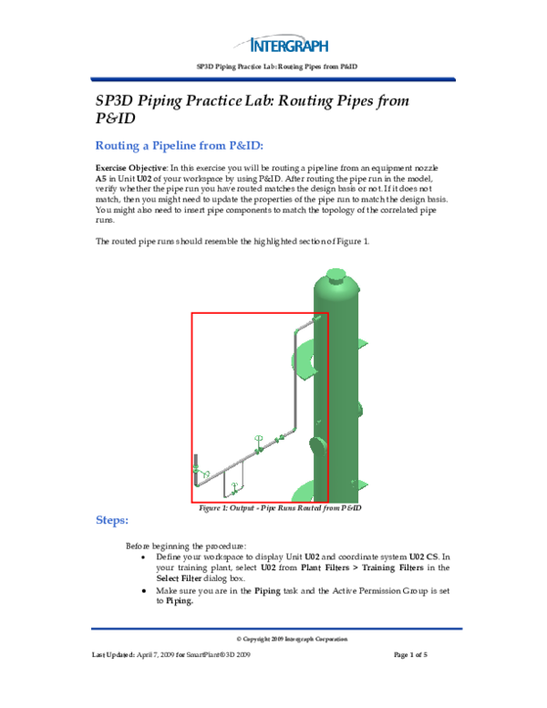 (PDF) SP3D Piping Practice Lab: Routing Pipes from P&ID