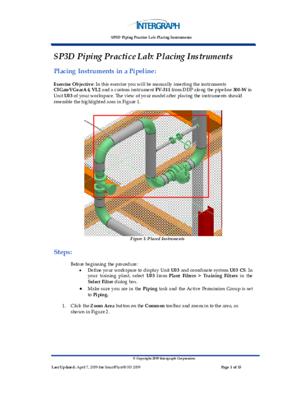 (PDF) SP3D Piping Practice Lab: Placing Instruments
