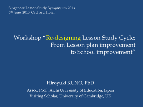 (PDF) Workshop "Re-designing Lesson Study Cycle: From Lesson plan ...