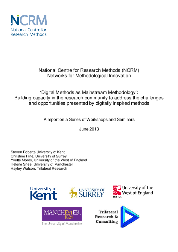 (PDF) ‘Digital Methods as Mainstream Methodology’:Building capacity in ...