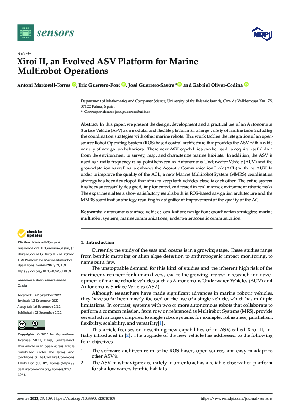 (PDF) Xiroi II, an Evolved ASV Platform for Marine Multirobot Operations
