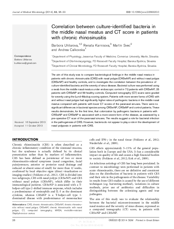 (PDF) Correlation between culture-identified bacteria in the middle ...