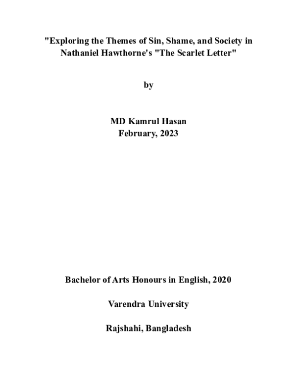 (PDF) "Exploring the Themes of Sin, Shame, and Society in Nathaniel ...