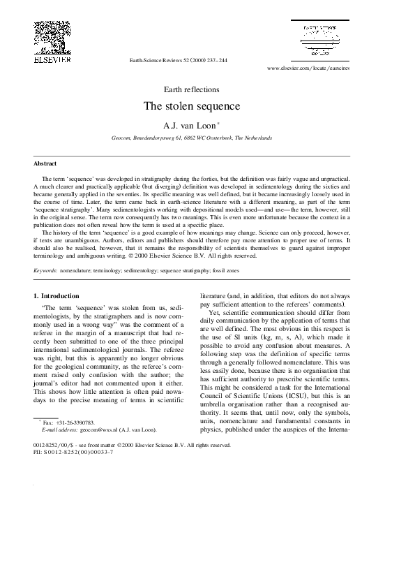 (PDF) The stolen sequence | tom van Loon - Academia.edu