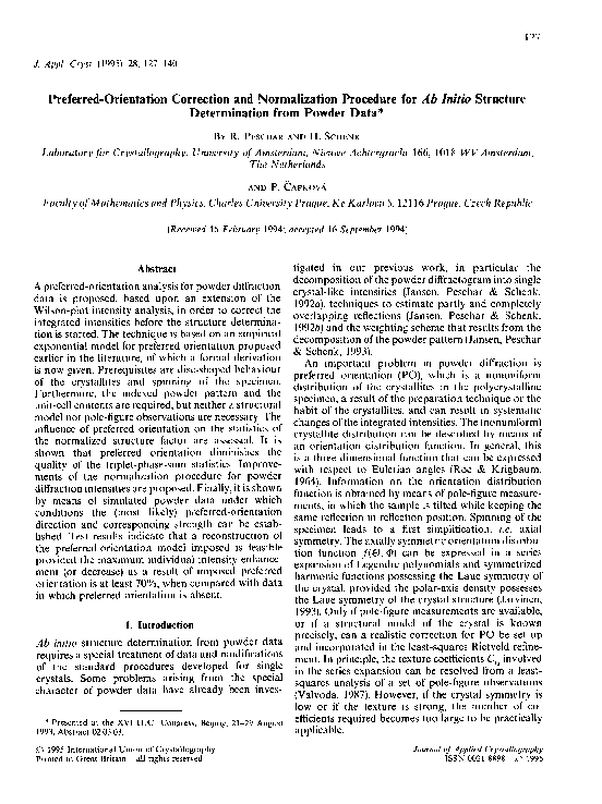 (PDF) Preferred-Orientation Correction and Normalization Procedure ...