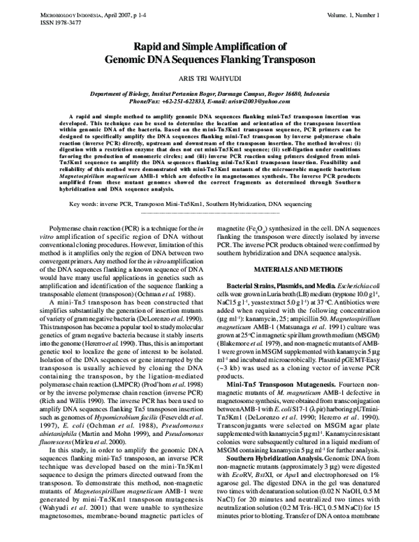 (PDF) Rapid and Simple Amplification of Genomic DNA Sequences Flanking ...