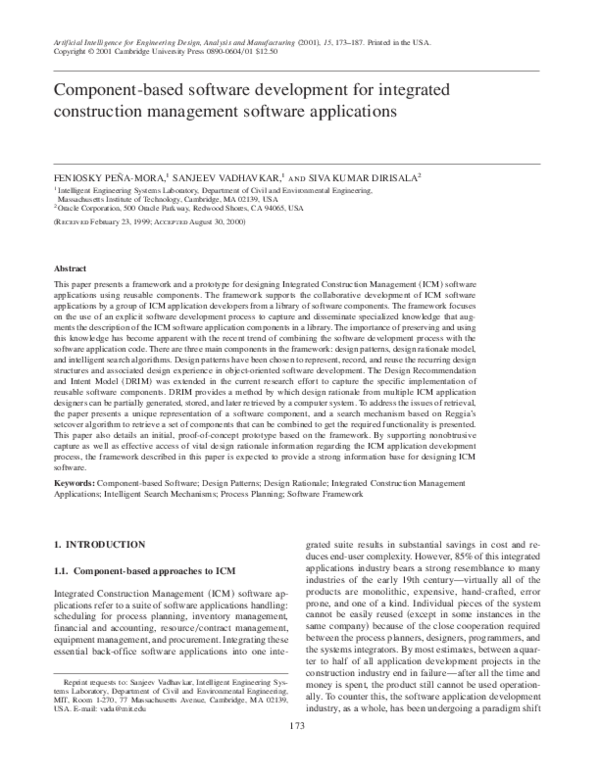 (PDF) Component-based software development for integrated construction management software ...