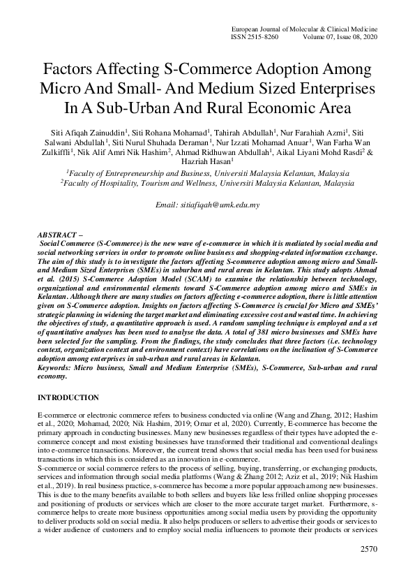 (PDF) Factors Affecting S-Commerce Adoption Among Micro And Small- And ...