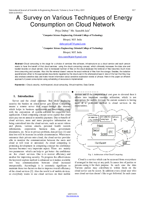 (PDF) A Survey on Various Techniques of Energy Consumption on Cloud Network