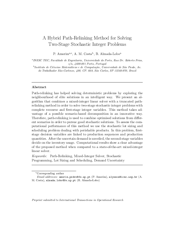 (PDF) A hybrid path-relinking method for solving two-stage stochastic integer problems ...