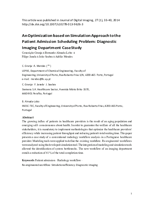 Pdf An Optimization Based On Simulation Approach To The Patient Admission Scheduling Problem