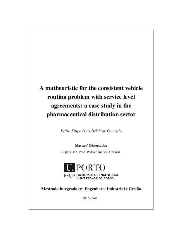 Pdf Consistent Vehicle Routing Problem With Service Level Agreements