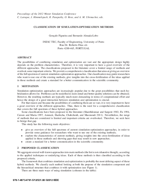 (PDF) Classification of simulation-optimization methods