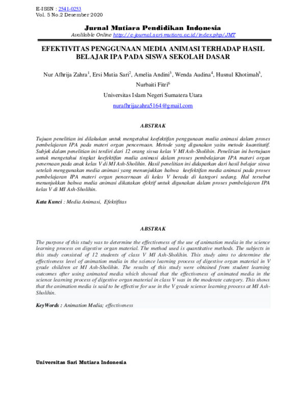 (PDF) Efektivitas Penggunaan Media Animasi Terhadap Hasil Belajar Ipa Pada Siswa Sekolah Dasar ...