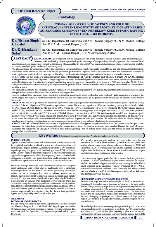 (PDF) Comparison of Conduit Patency and Role of Anticoagulants in ...