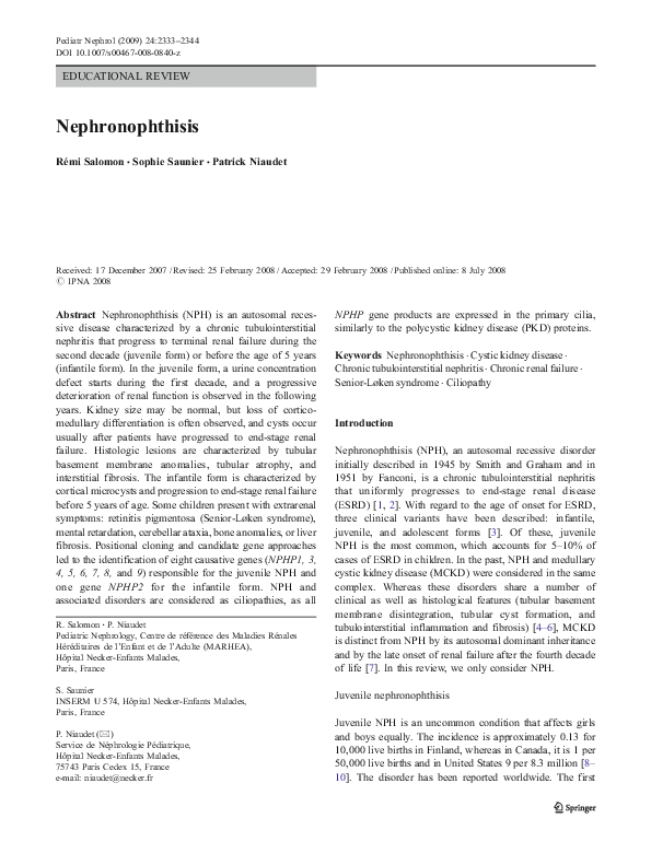 (PDF) Nephronophthisis