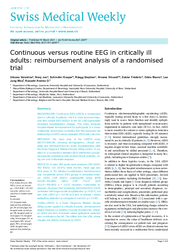 (PDF) Continuous versus routine EEG in critically ill adults ...