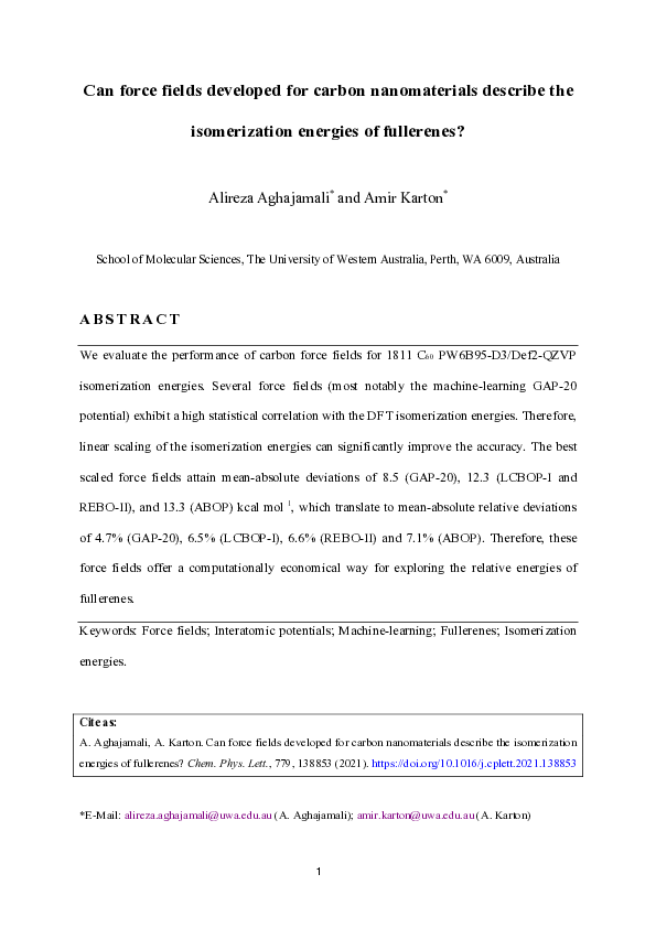 (PDF) Can force fields developed for carbon nanomaterials describe the isomerization energies of ...