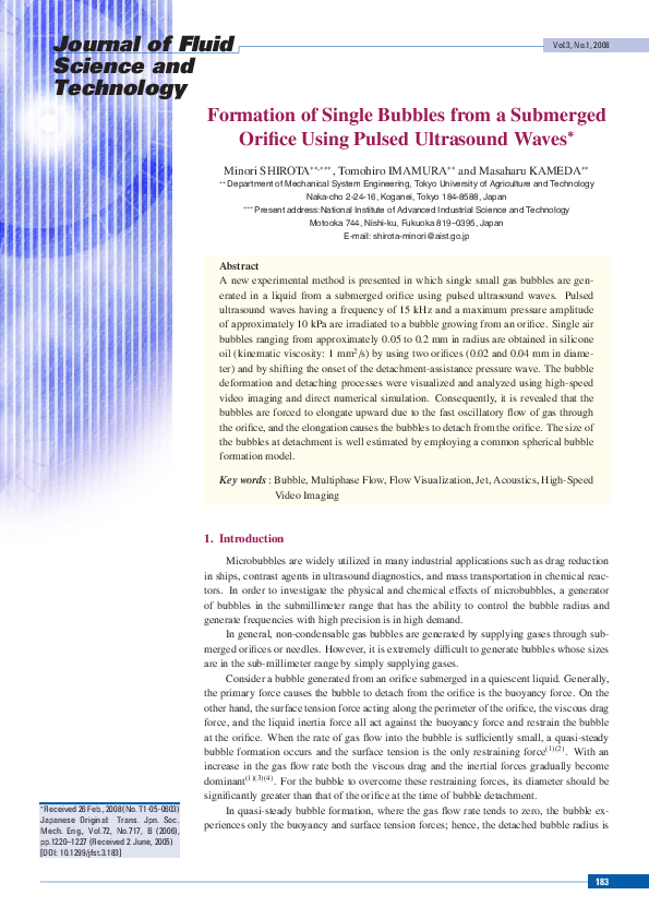 (PDF) Formation of Single Bubbles from a Submerged Orifice Using Pulsed ...