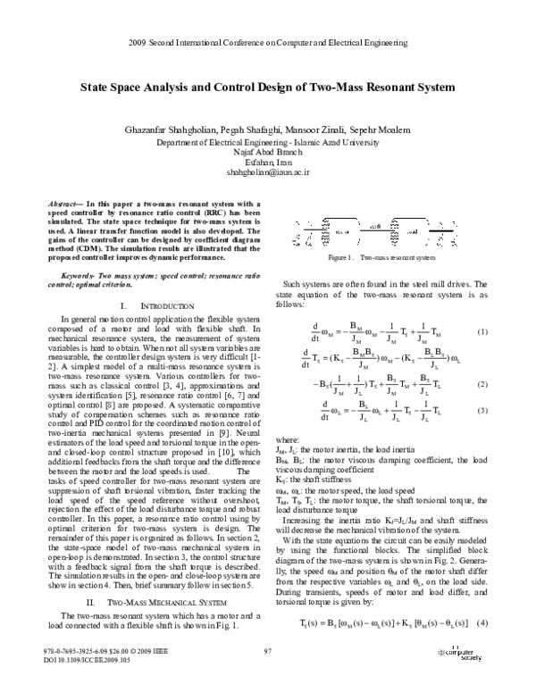 (PDF) State Space Analysis and Control Design of Two-Mass Resonant System