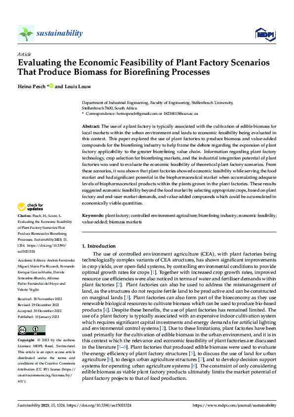(PDF) Evaluating the Economic Feasibility of Plant Factory Scenarios ...