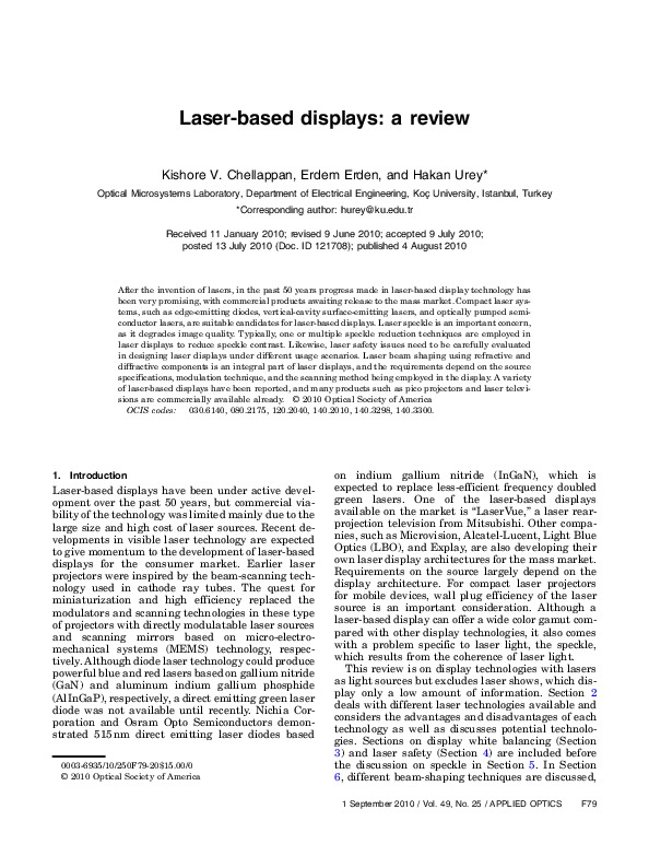 (PDF) Laser-based displays: a review