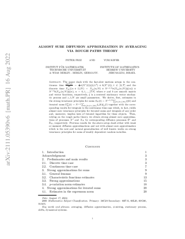 (PDF) Almost sure diffusion approximation in averaging via rough paths theory