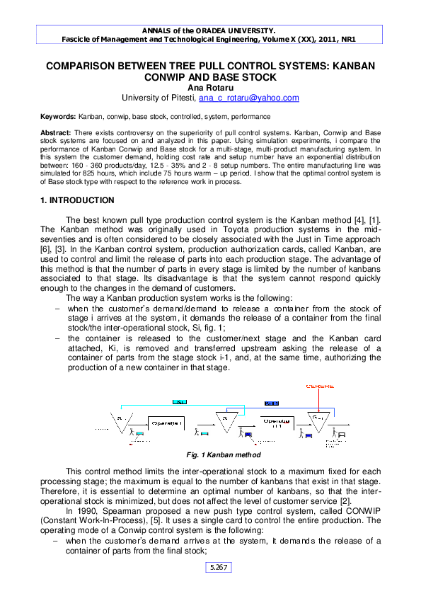 (PDF) Comparison Between Tree Pull Control Systems: Kanban Conwip and ...