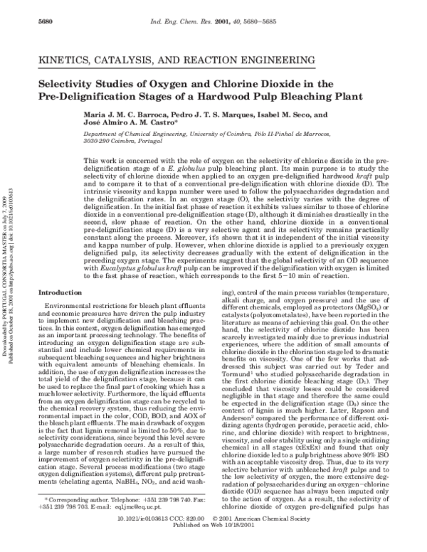 (PDF) Selectivity Studies of Oxygen and Chlorine Dioxide in the Pre ...