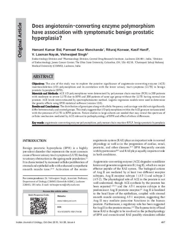 (PDF) Does angiotensin-converting enzyme polymorphism have association ...