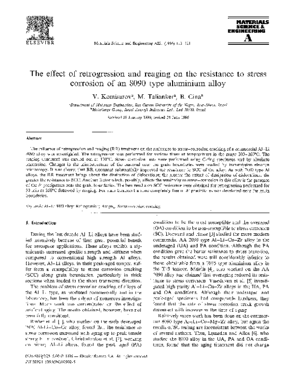 (PDF) The effect of retrogression and reaging on the resistance to ...