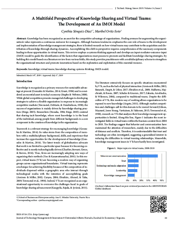(PDF) A Multifold Perspective of Knowledge Sharing and Virtual Teams: The Development of An IMOI ...