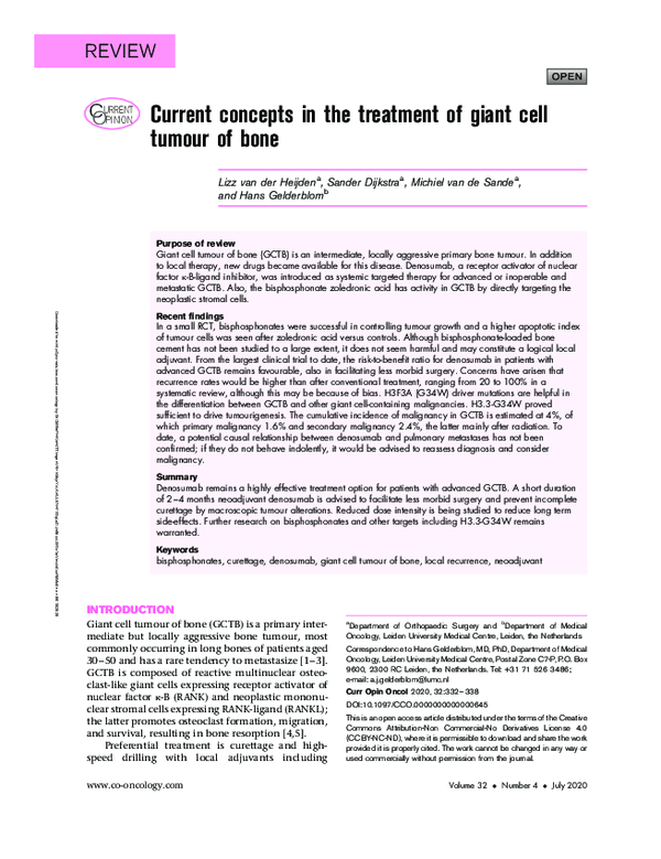 (PDF) The Role of Denosumab in the Modern Treatment of Giant Cell Tumor of Bone | Anthony Bozzo ...