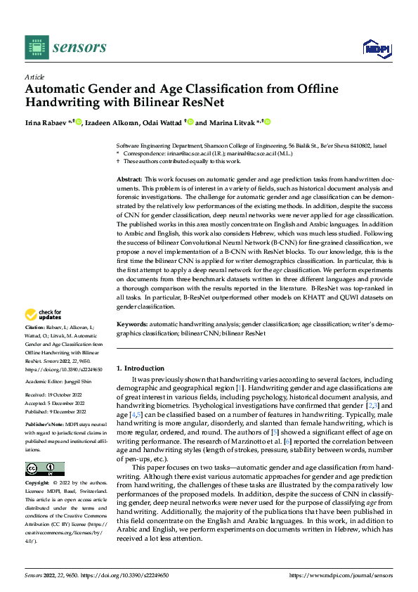 (PDF) Automatic Gender and Age Classification from Offline Handwriting ...