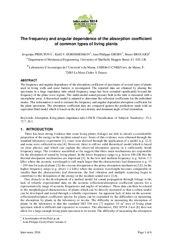 (PDF) The frequency and angular dependence of the absorption ...