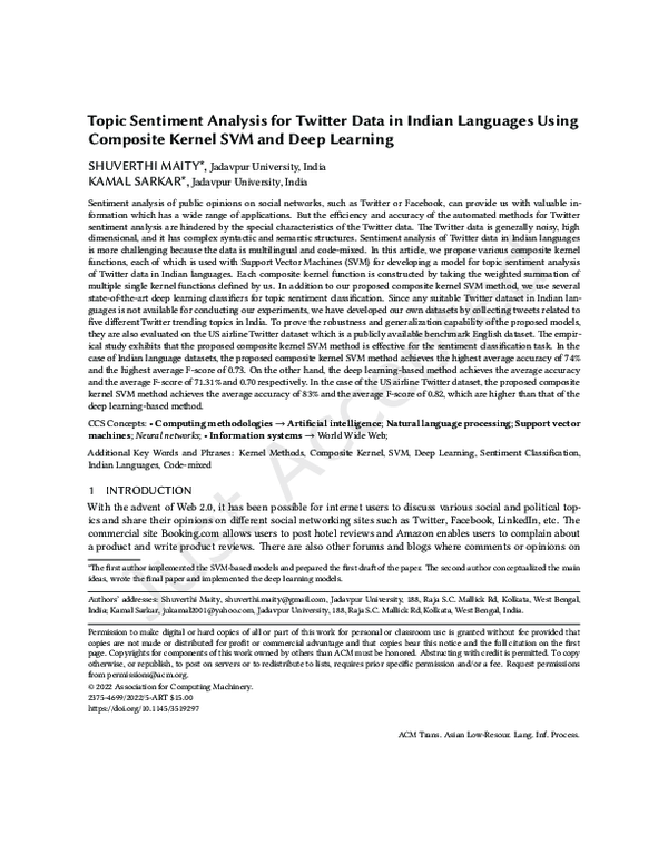 (PDF) Topic Sentiment Analysis for Twitter Data in Indian Languages Using Composite Kernel SVM ...