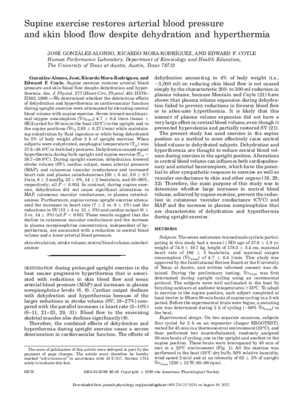 (PDF) Supine exercise restores arterial blood pressure and skin blood ...