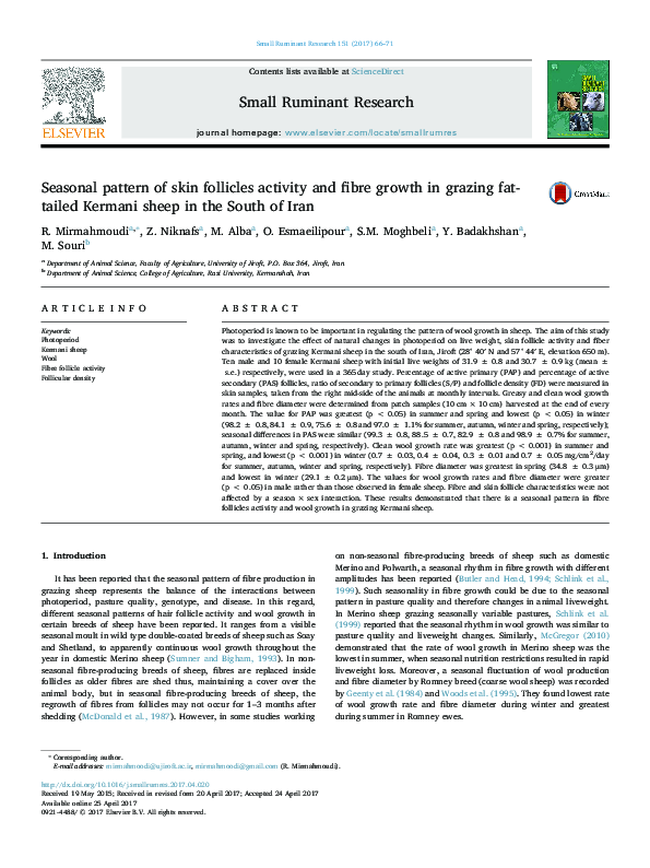 (PDF) Seasonal pattern of skin follicles activity and fibre growth in ...