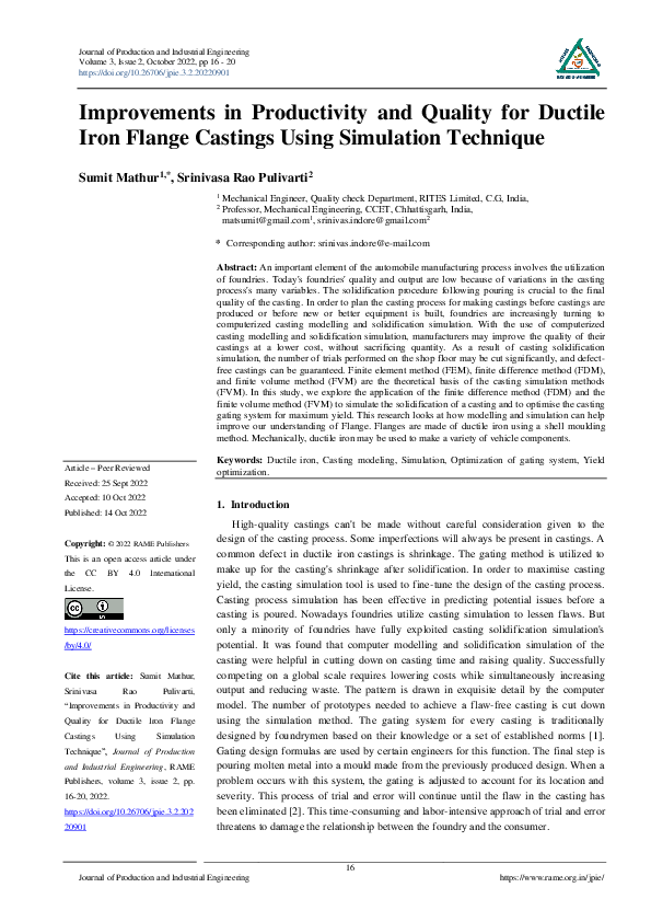 Pdf Improvements In Productivity And Quality For Ductile Iron Flange