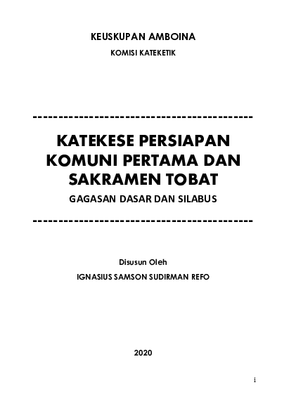 (PDF) KATEKESE PERSIAPAN KOMUNI PERTAMA DAN SAKRAMEN TOBAT