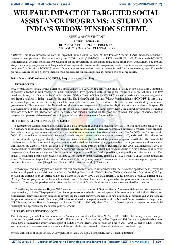 (PDF) Welfare impact of targeted social assistance programs: A study on ...