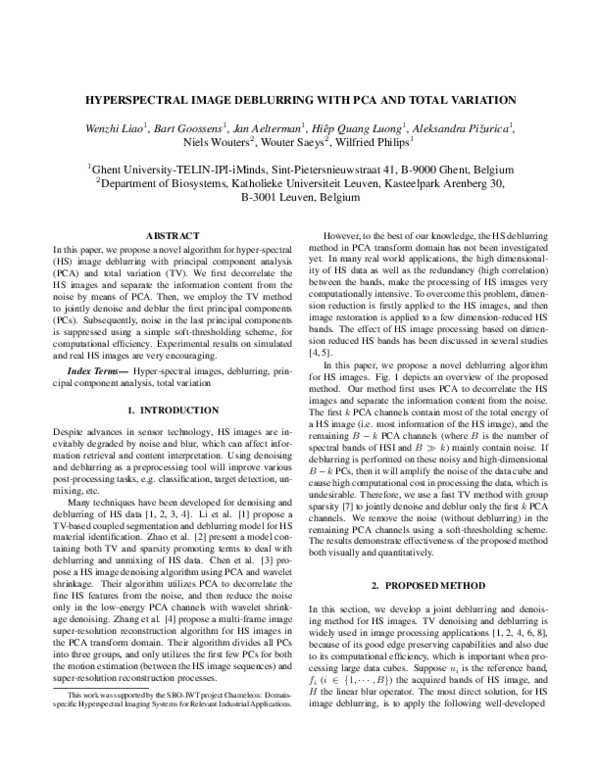(PDF) Hyperspectral image deblurring with PCA and total variation