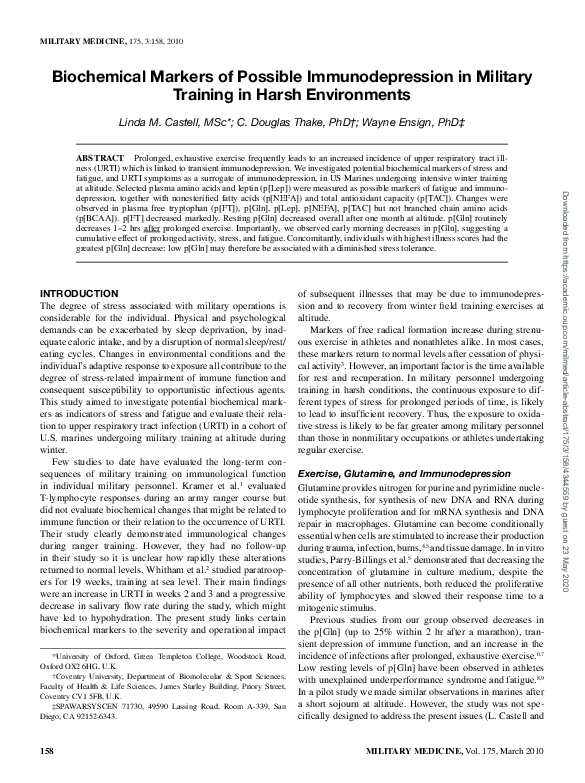 (PDF) Biochemical Markers of Possible Immunodepression in Military ...