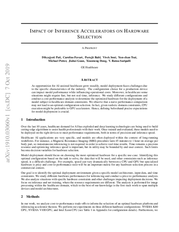 (PDF) Impact of Inference Accelerators on hardware selection