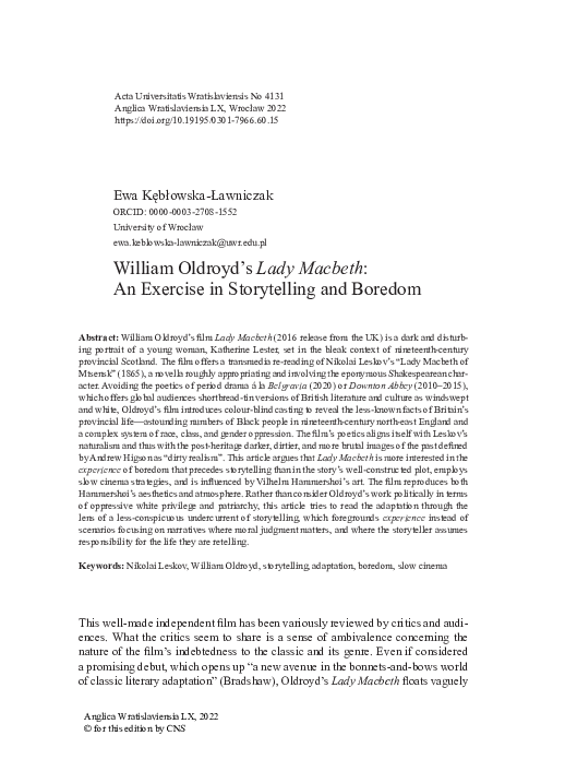 William Oldroyd's Lady Macbeth: An Exercise in Storytelling and Boredom